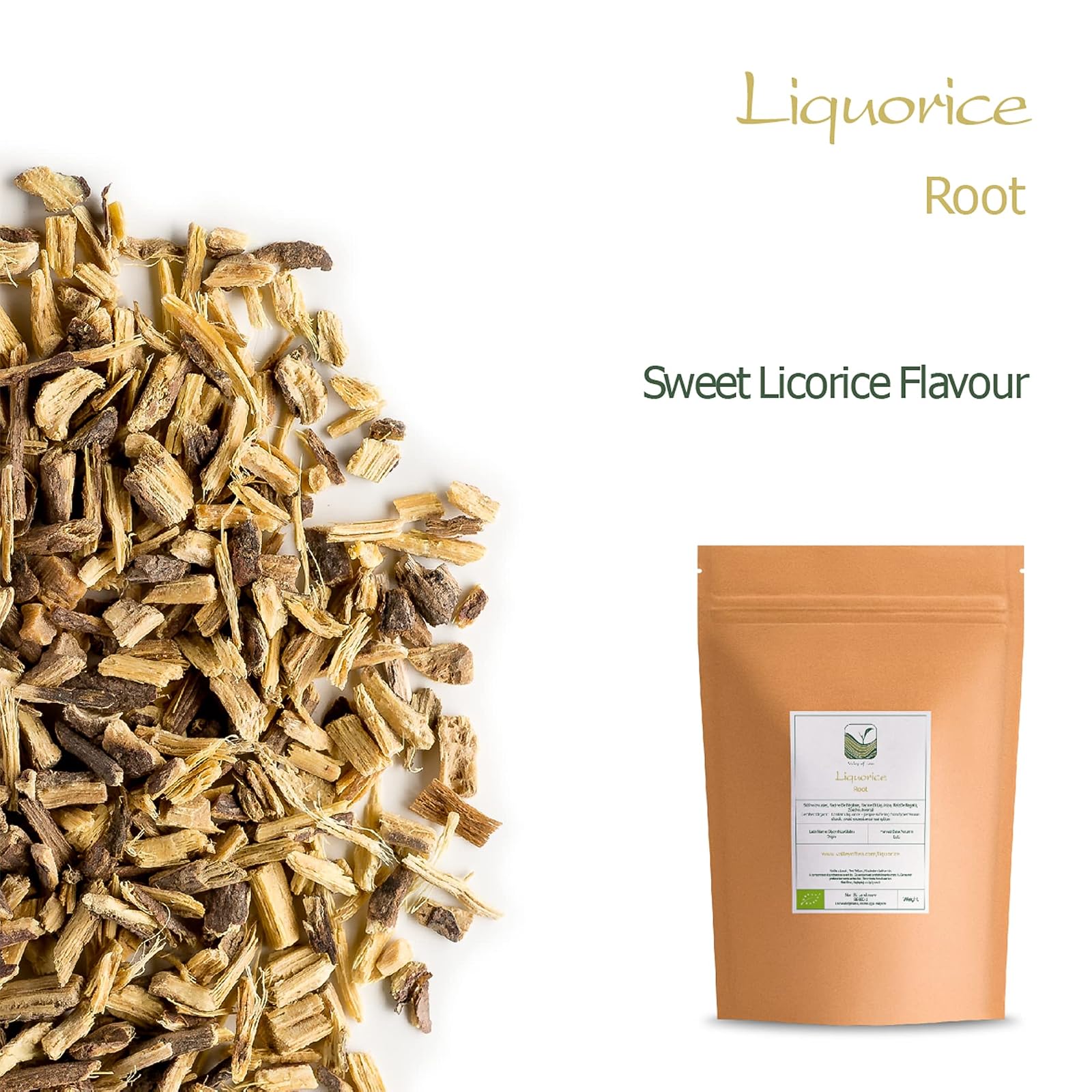 liquorice root cut for tea brewing