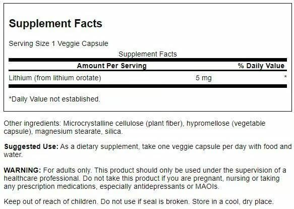 Lithium orotate capsules for mood support