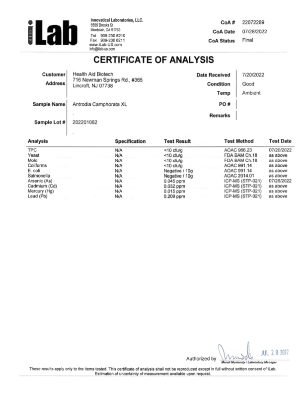 liver support with Antrodia Camphorata extract