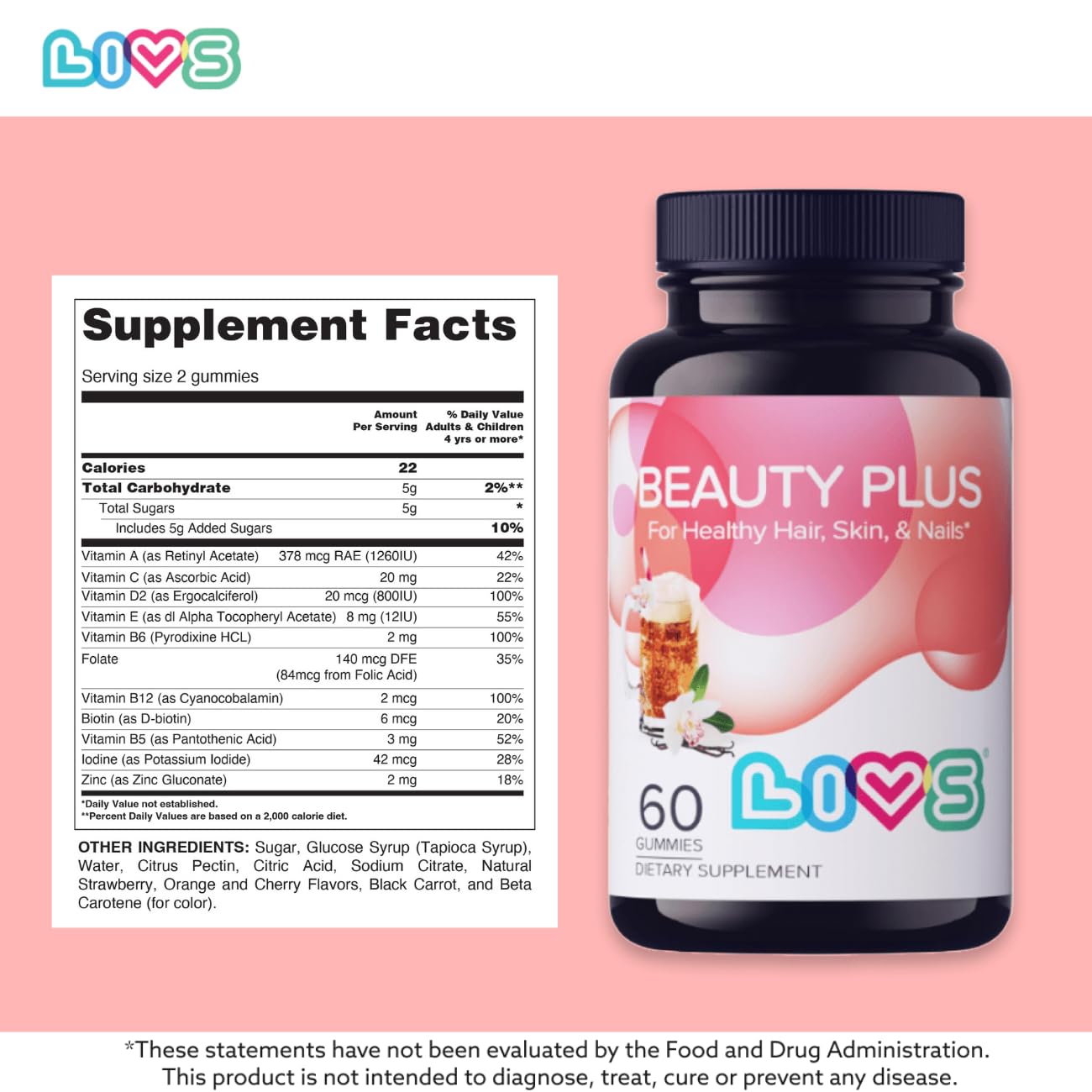 LIVS Beauty Plus biotin daily supplement