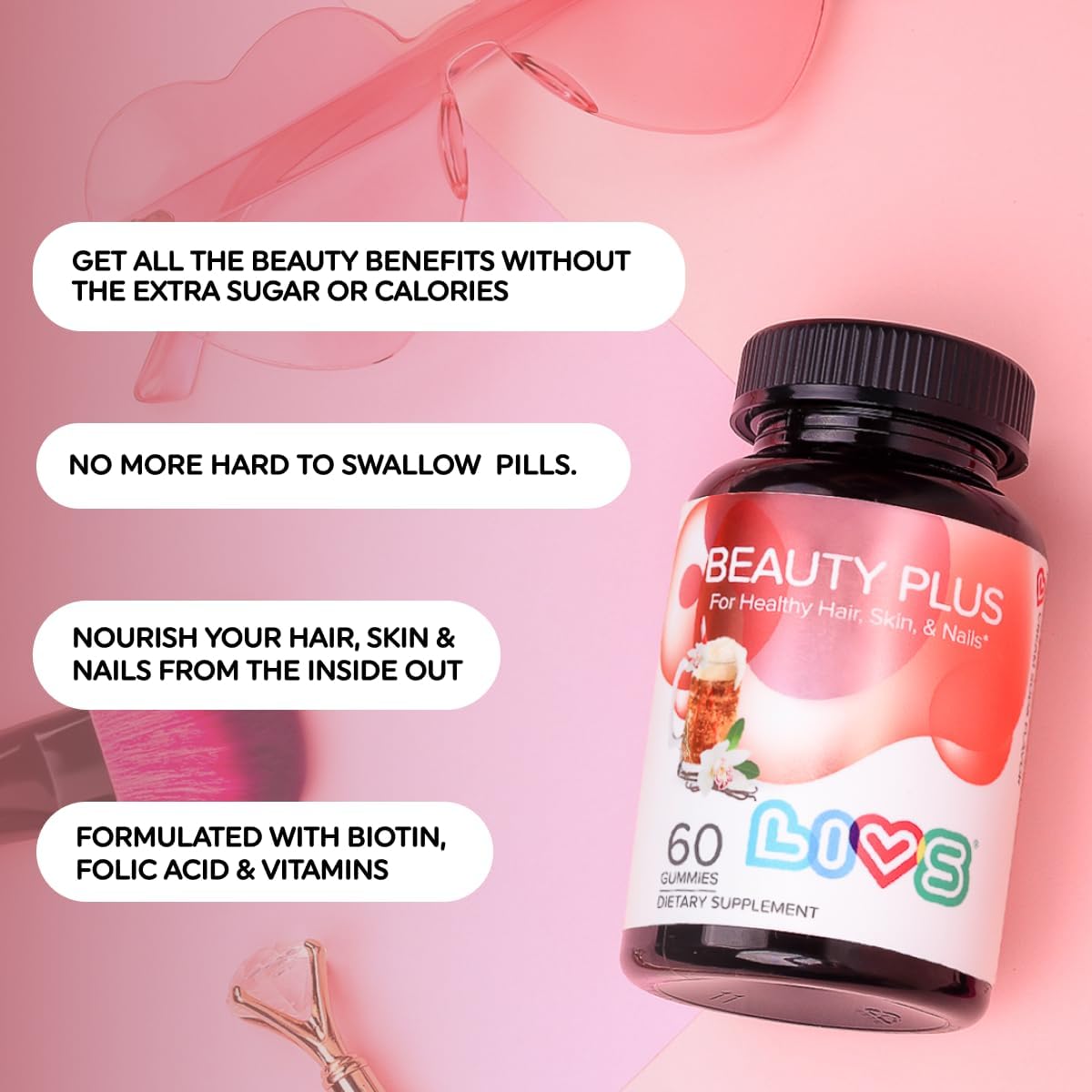 LIVS biotin gummies support skin health