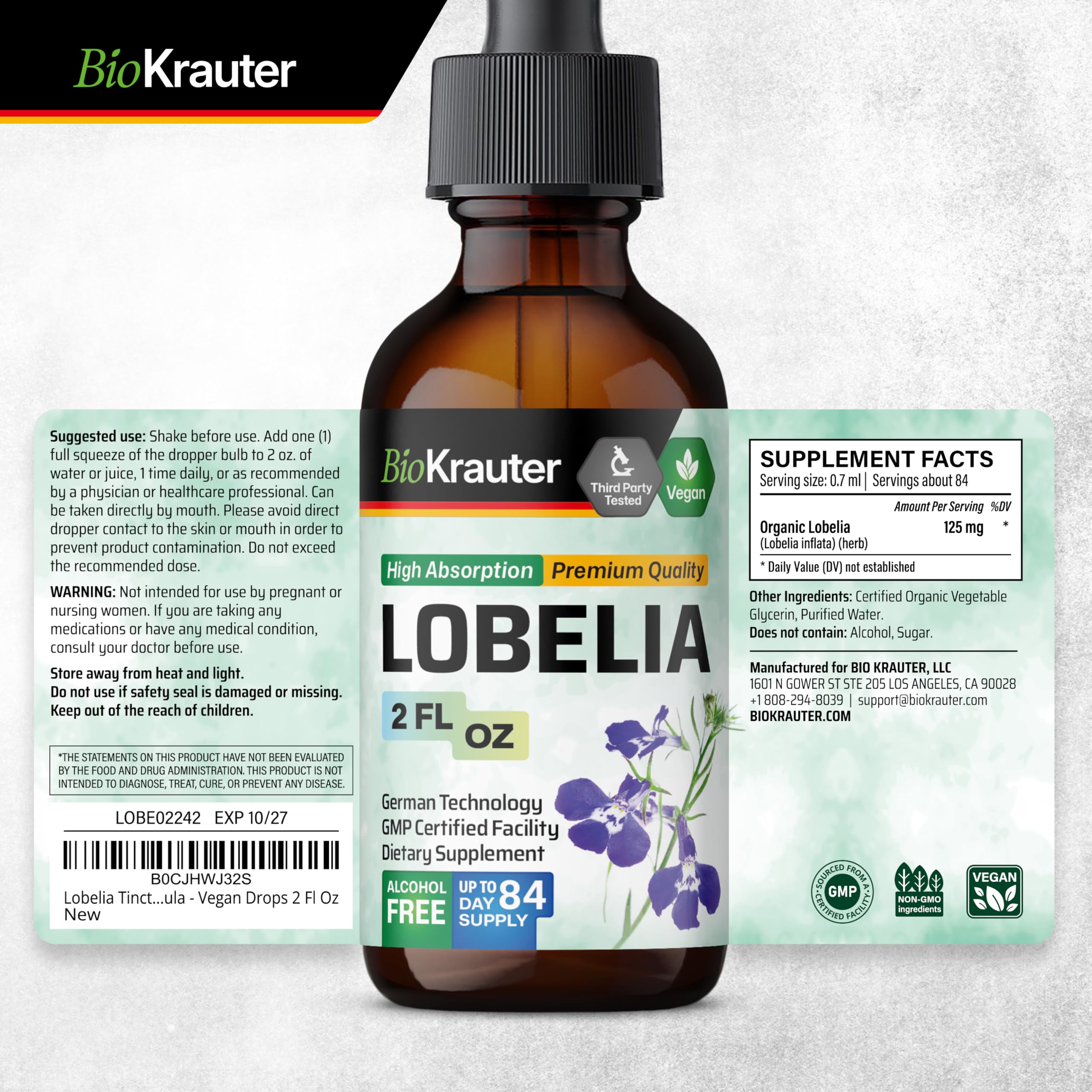 Lobelia tincture for throat relief