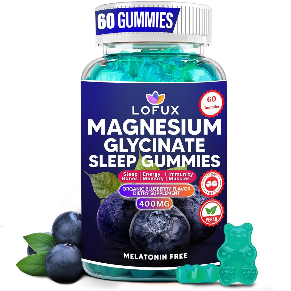 Lofux Magnesium Glycinate gummies for relaxation