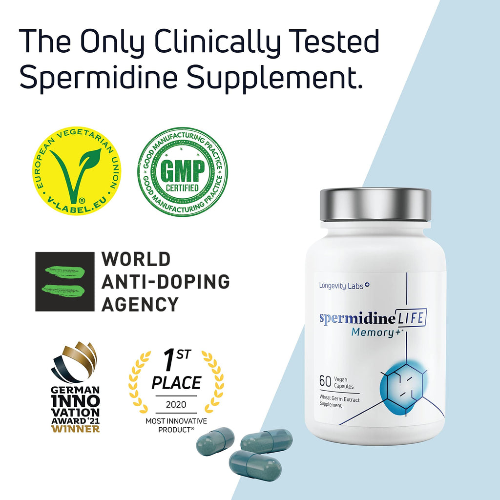LONGEVITY LABS spermidineLIFE Memory+ 1300mg Supplement, 60 Vegan Capsules | Plant-Based Formula for Cognitive Wellness, Blended Vitamin & Mineral - 10