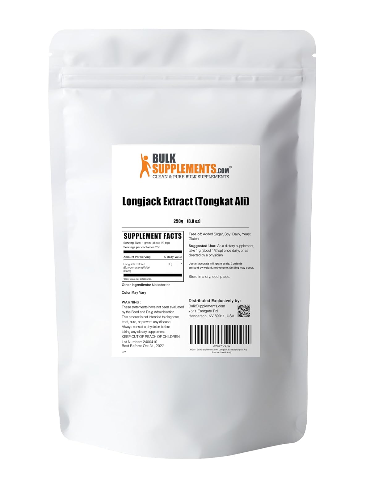 Longjack powder for enhanced recovery