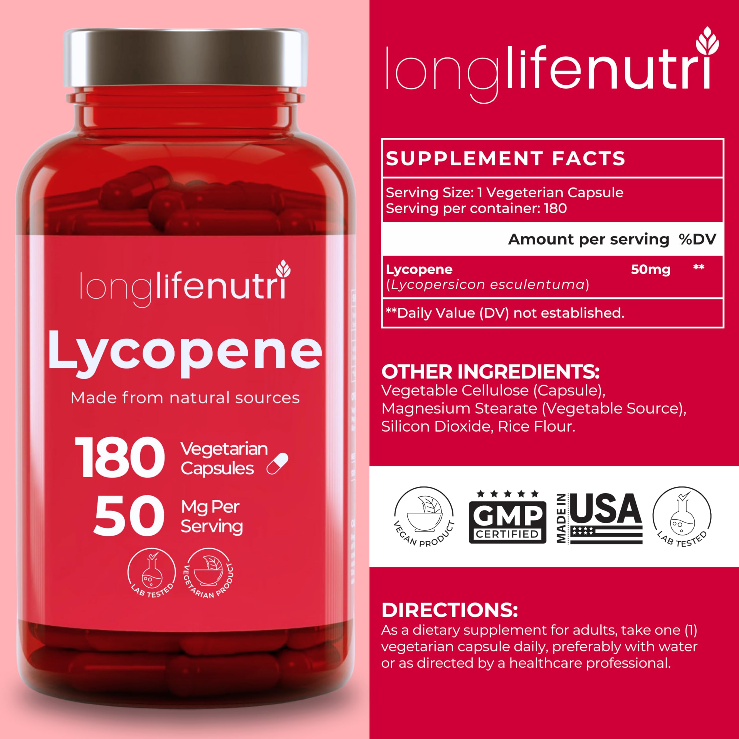 LongLifeNutri lycopene 50mg benefits