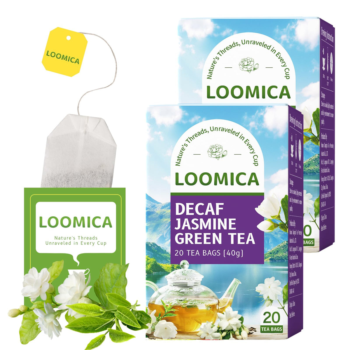 LOOMICA decaf jasmine green tea bags