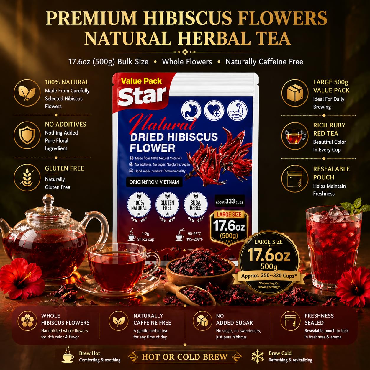 loose hibiscus tea for refreshing drinks