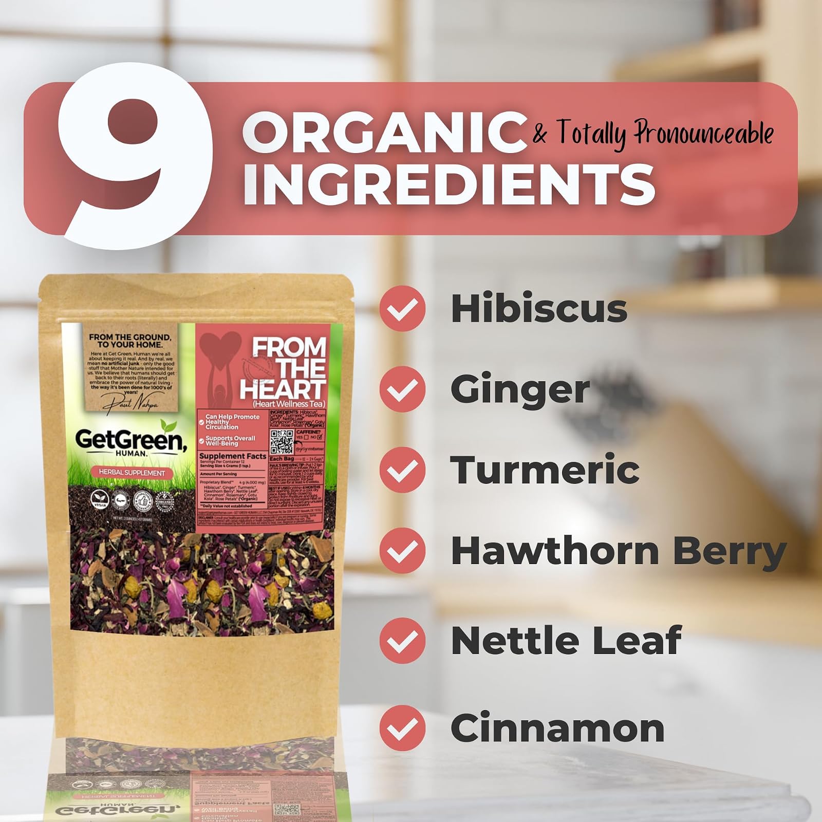 Loose leaf herbal tea for heart health