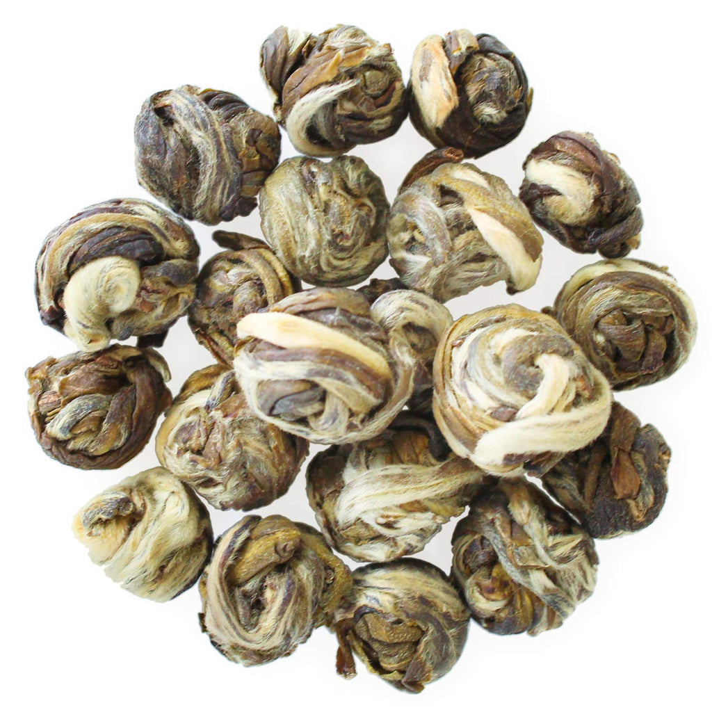 loose leaf Jasmine Pearls tea canister