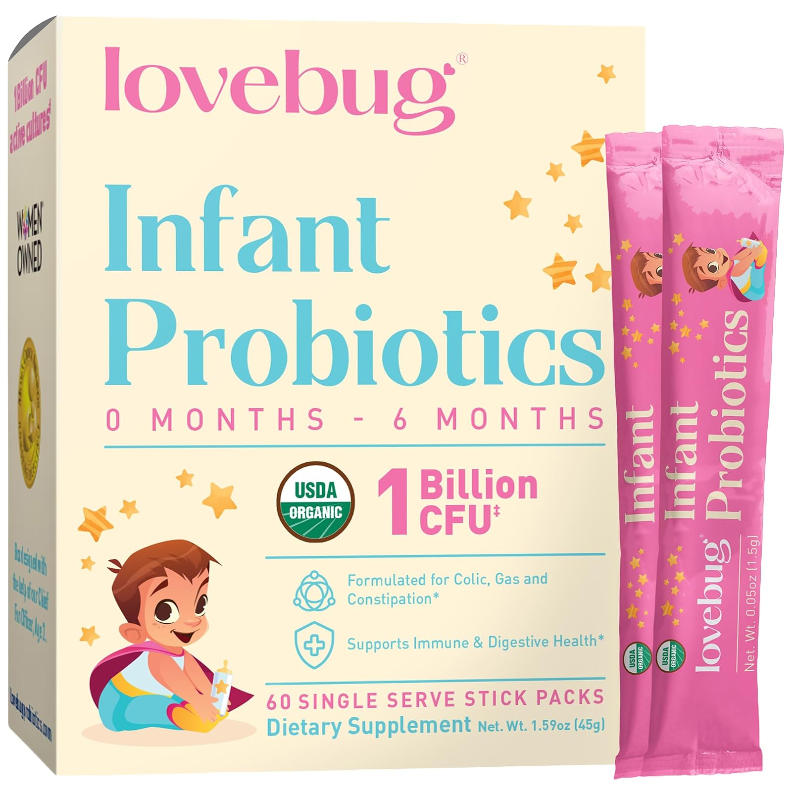 Lovebug infant probiotics powder packets