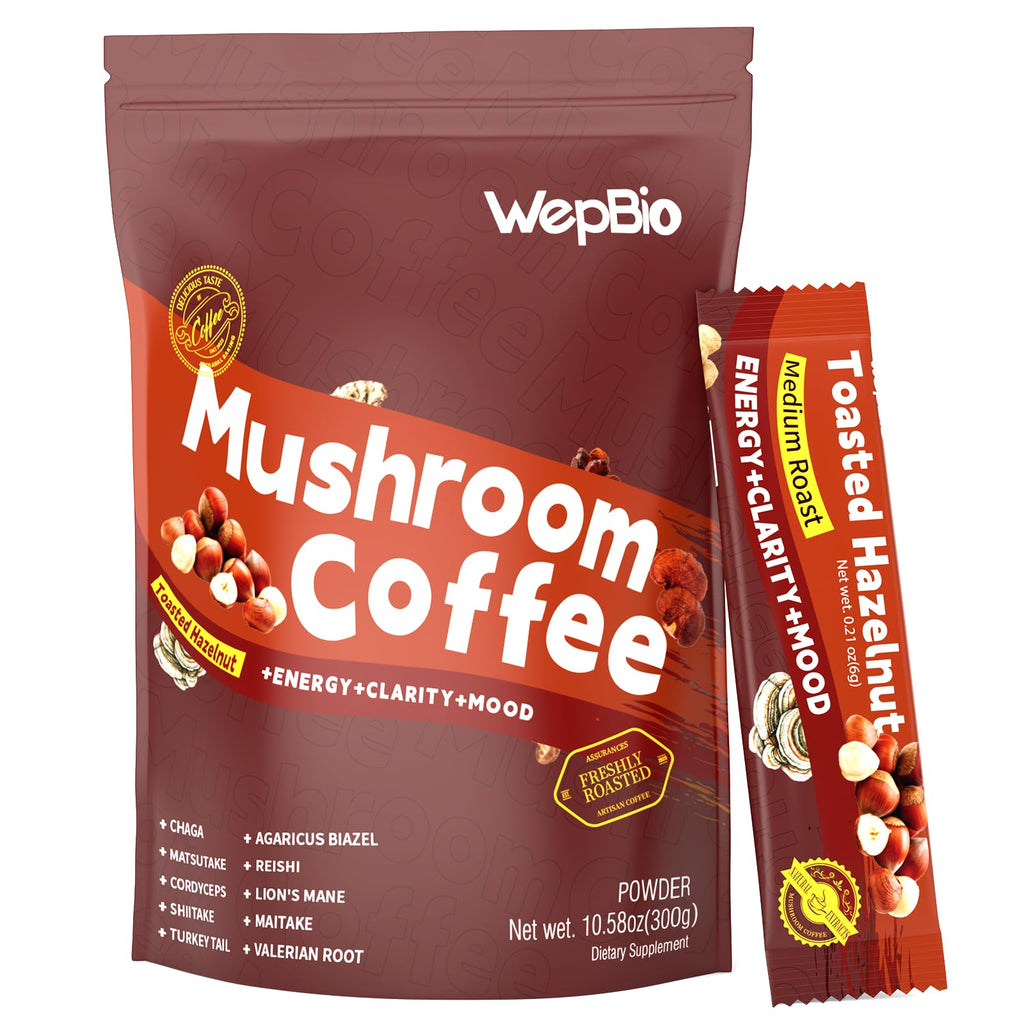 low caffeine hazelnut mushroom coffee packets