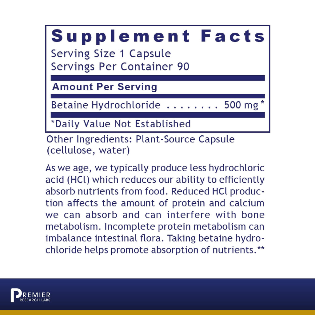 Low stomach acid relief supplement