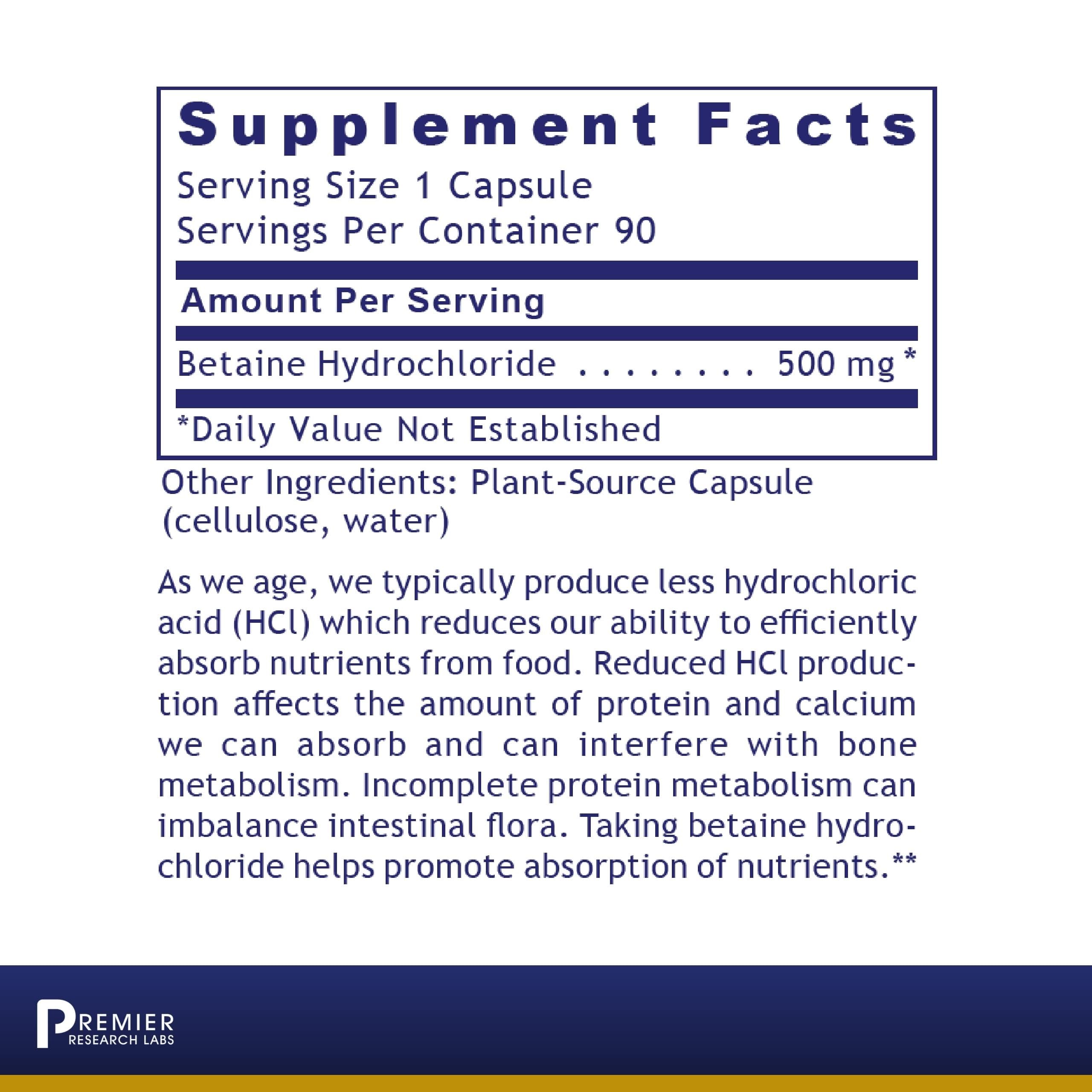 Low stomach acid relief supplement