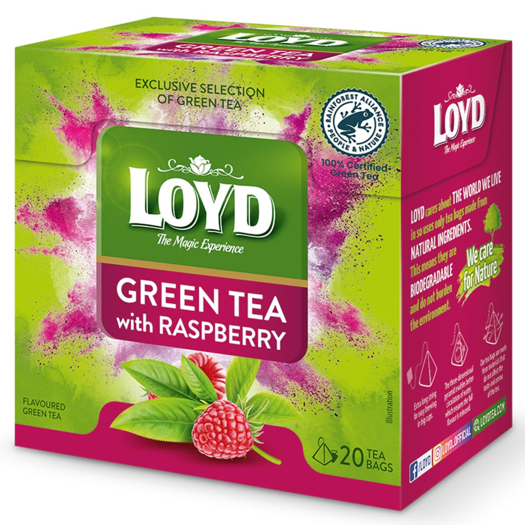 Loyd green tea raspberry flavour bags
