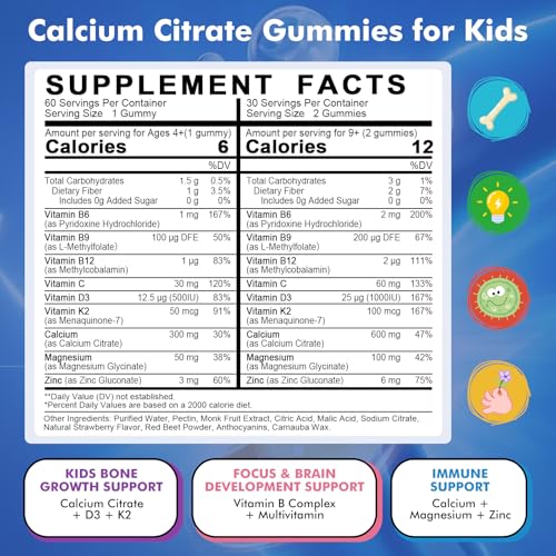 LUCNVEM calcium gummies for healthy growth