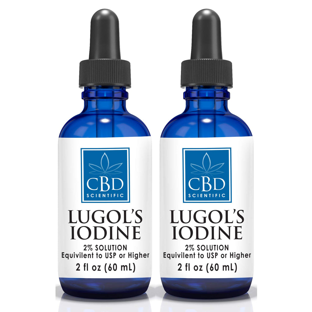 Lugol's iodine 2% solution bottles