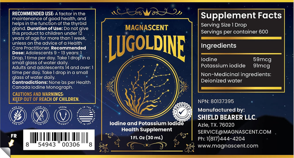 Lugoldine iodine drops for overall health