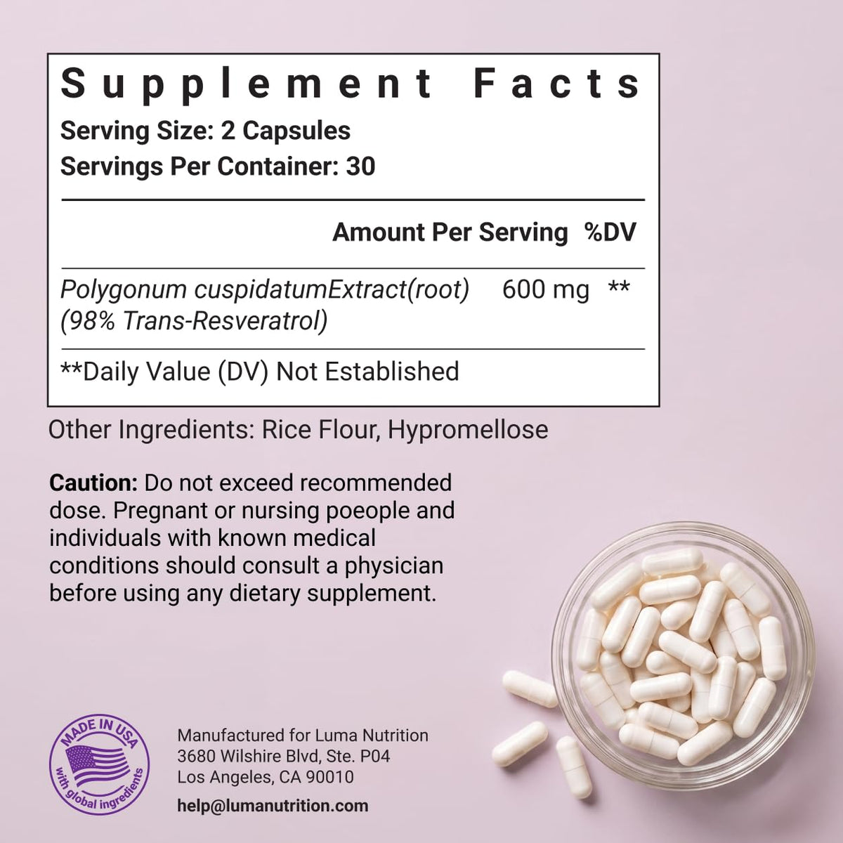 Luma Nutrition Resveratrol for wellness