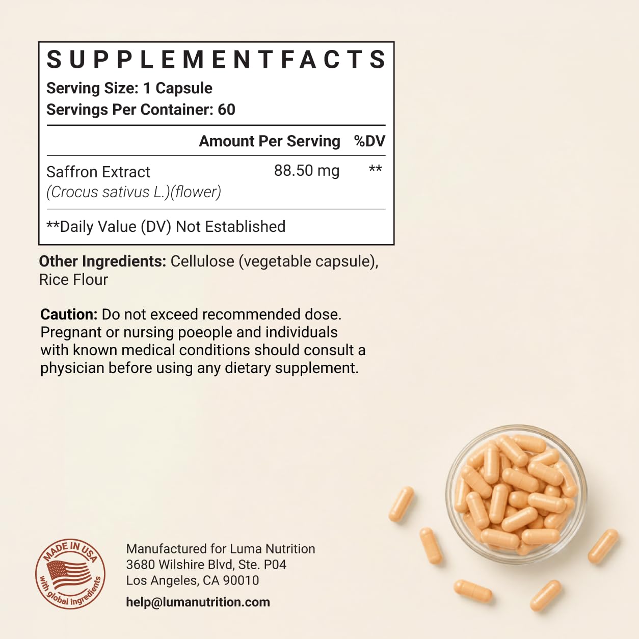 Luma Nutrition saffron for mood support
