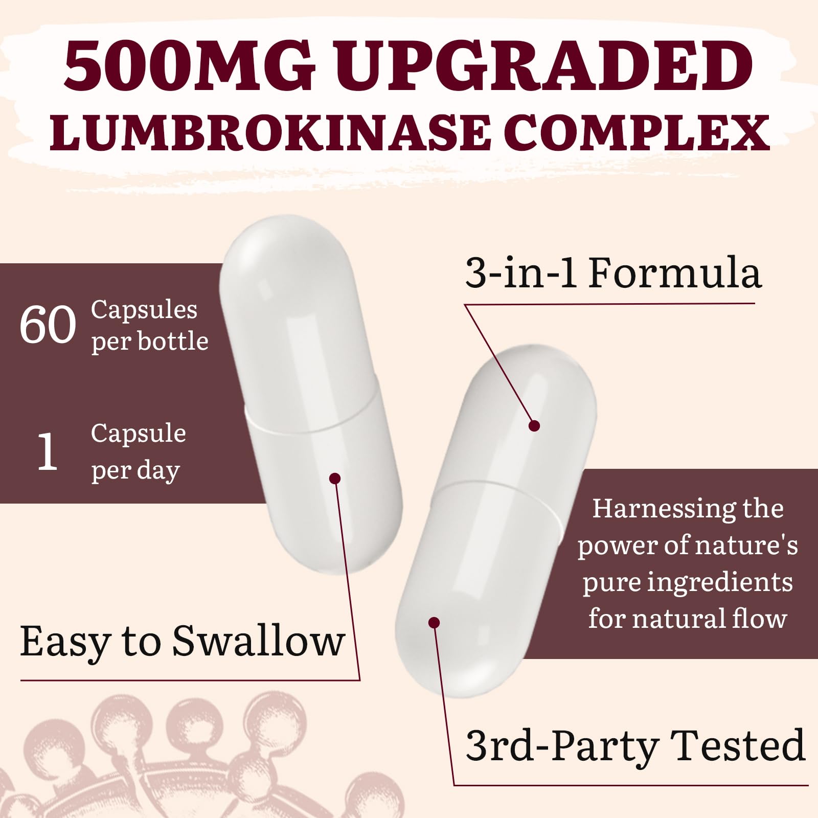Lumbrokinase 120 servings for long-lasting support
