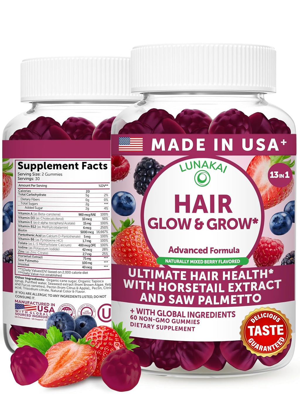 Lunakai biotin hair growth gummies