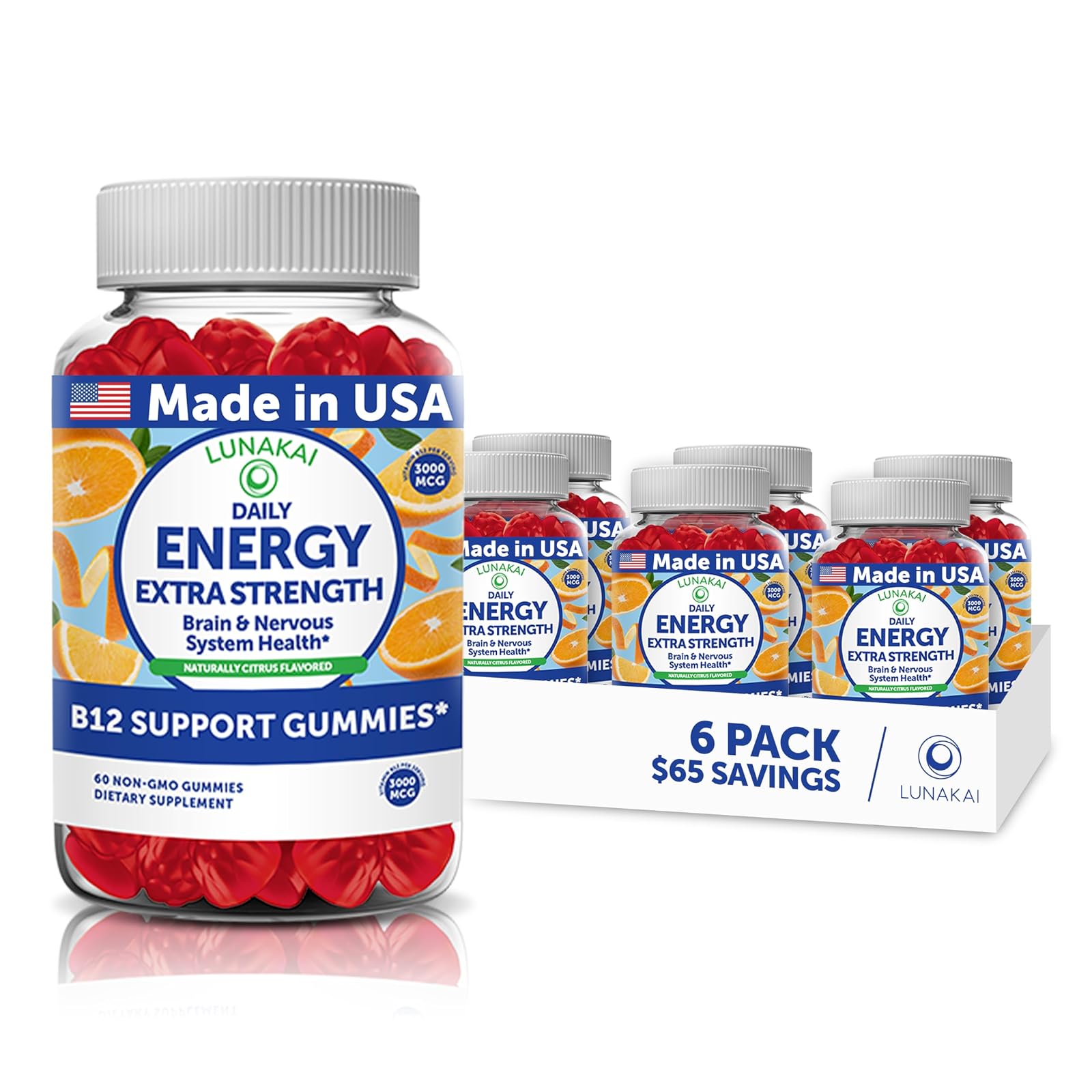 Lunakai Energy Gummies vitamin B12 boost