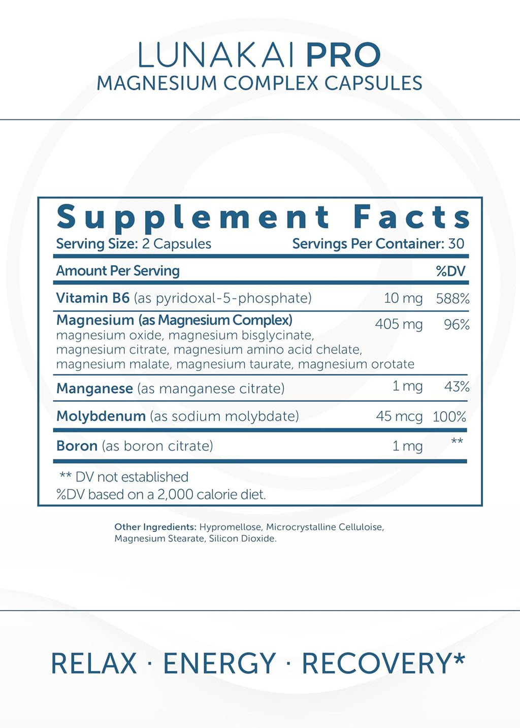 Lunakai magnesium complex for stress relief
