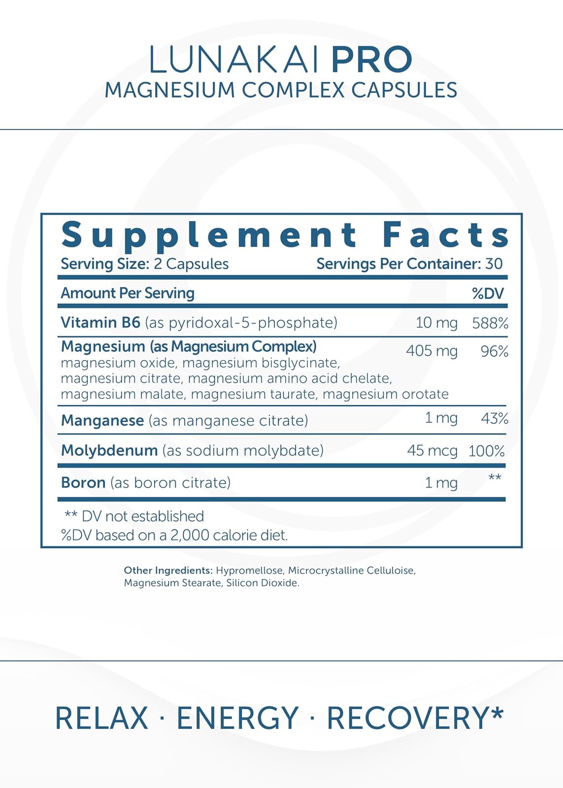 Lunakai magnesium complex for stress relief