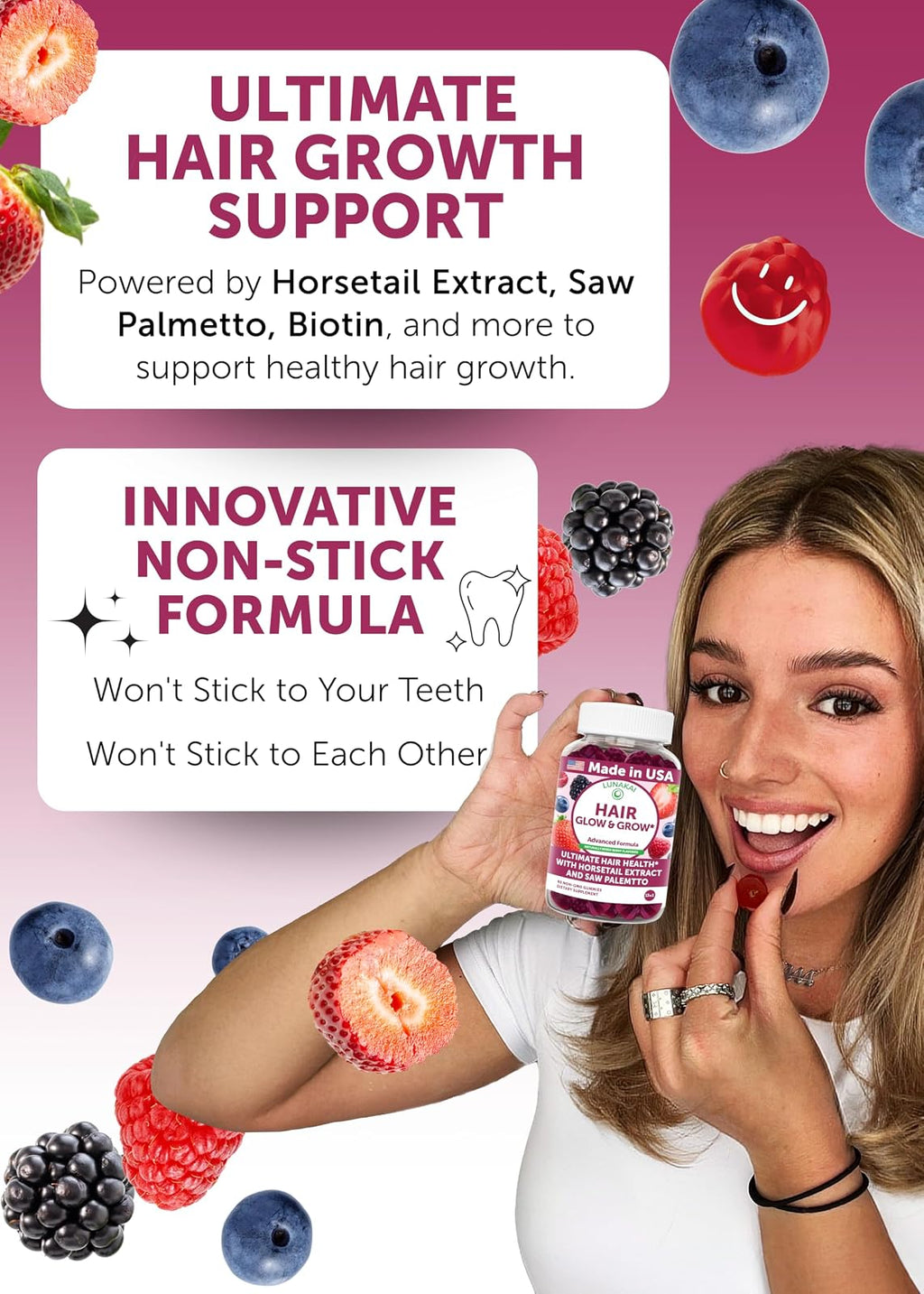 Lunakai Super Hair Gummies for vibrant locks
