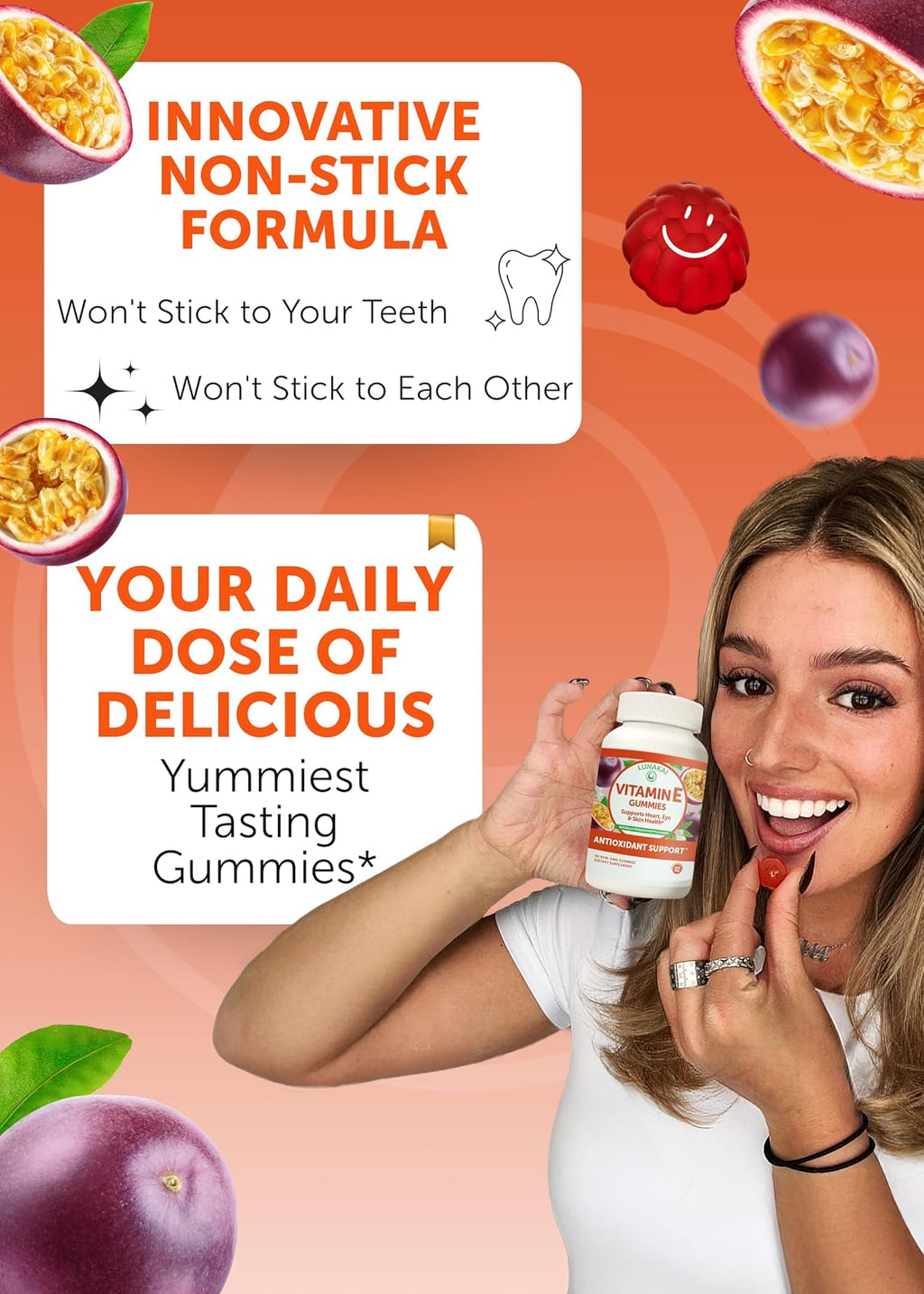 Lunakai vitamin E gummies in convenient packaging