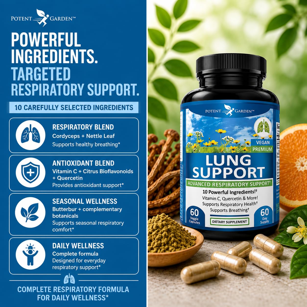 Lung health support with quercetin