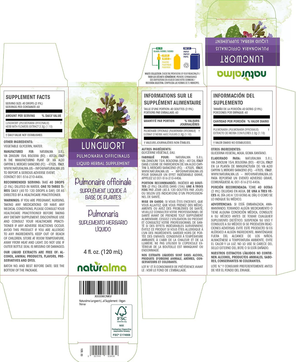 Lungwort tincture for respiratory support