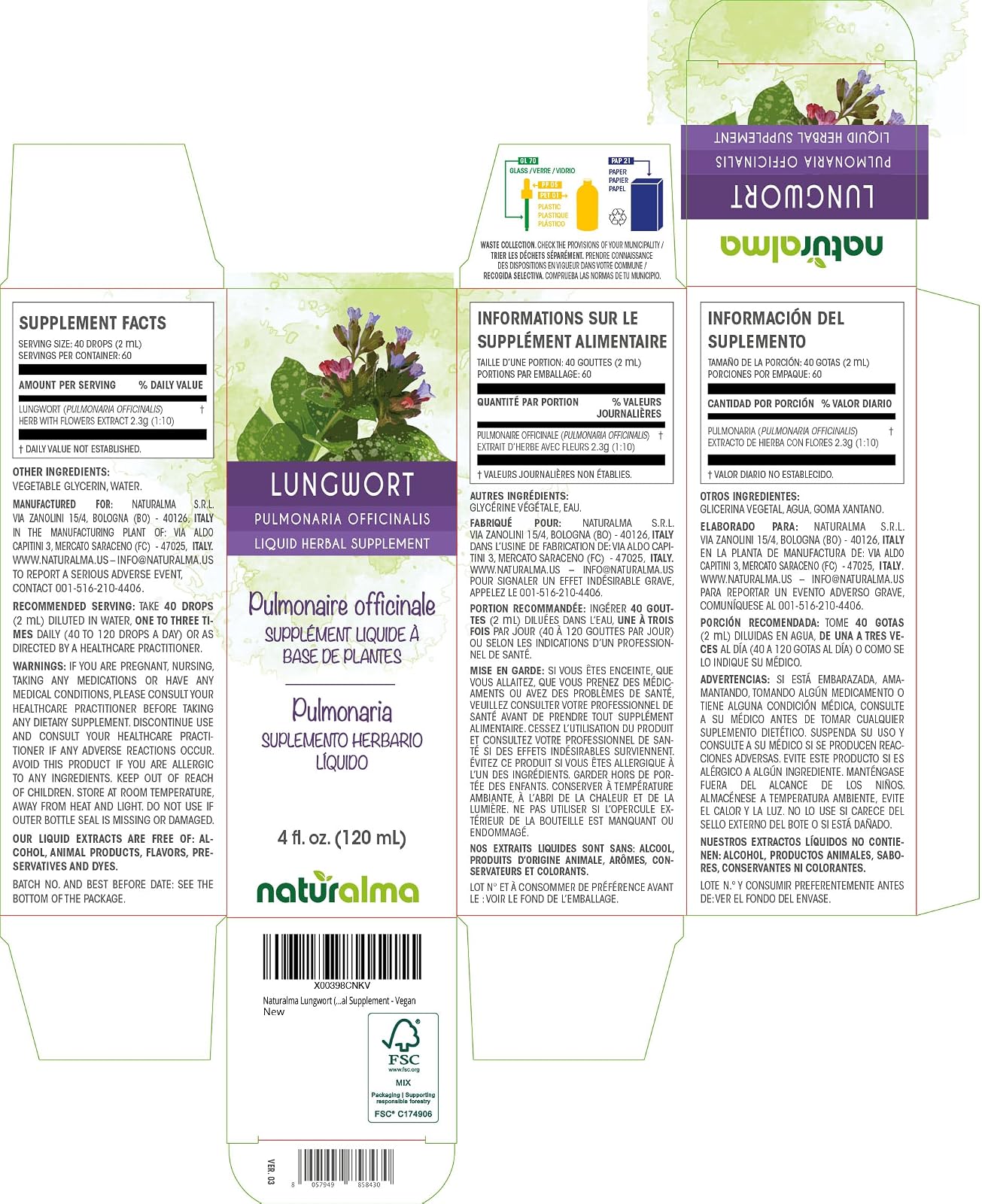 Lungwort tincture for respiratory support