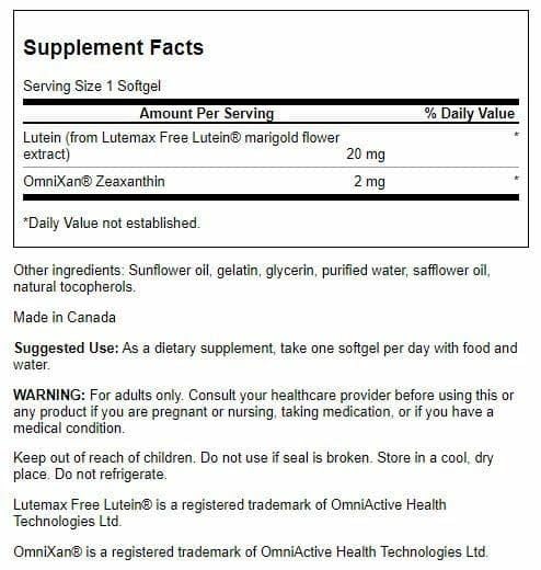lutein and zeaxanthin vitamin A supplement