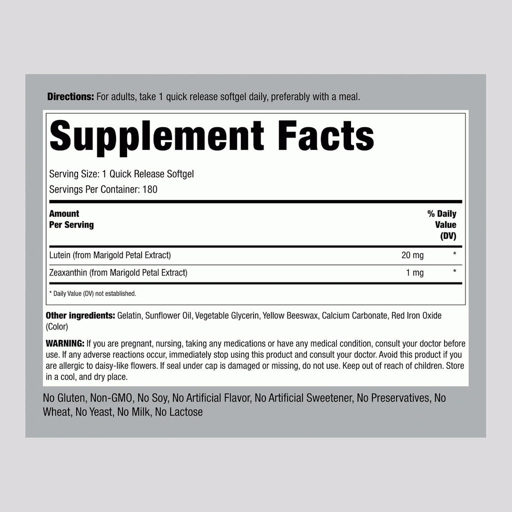 Lutein and zeaxanthin vitamin A supplements