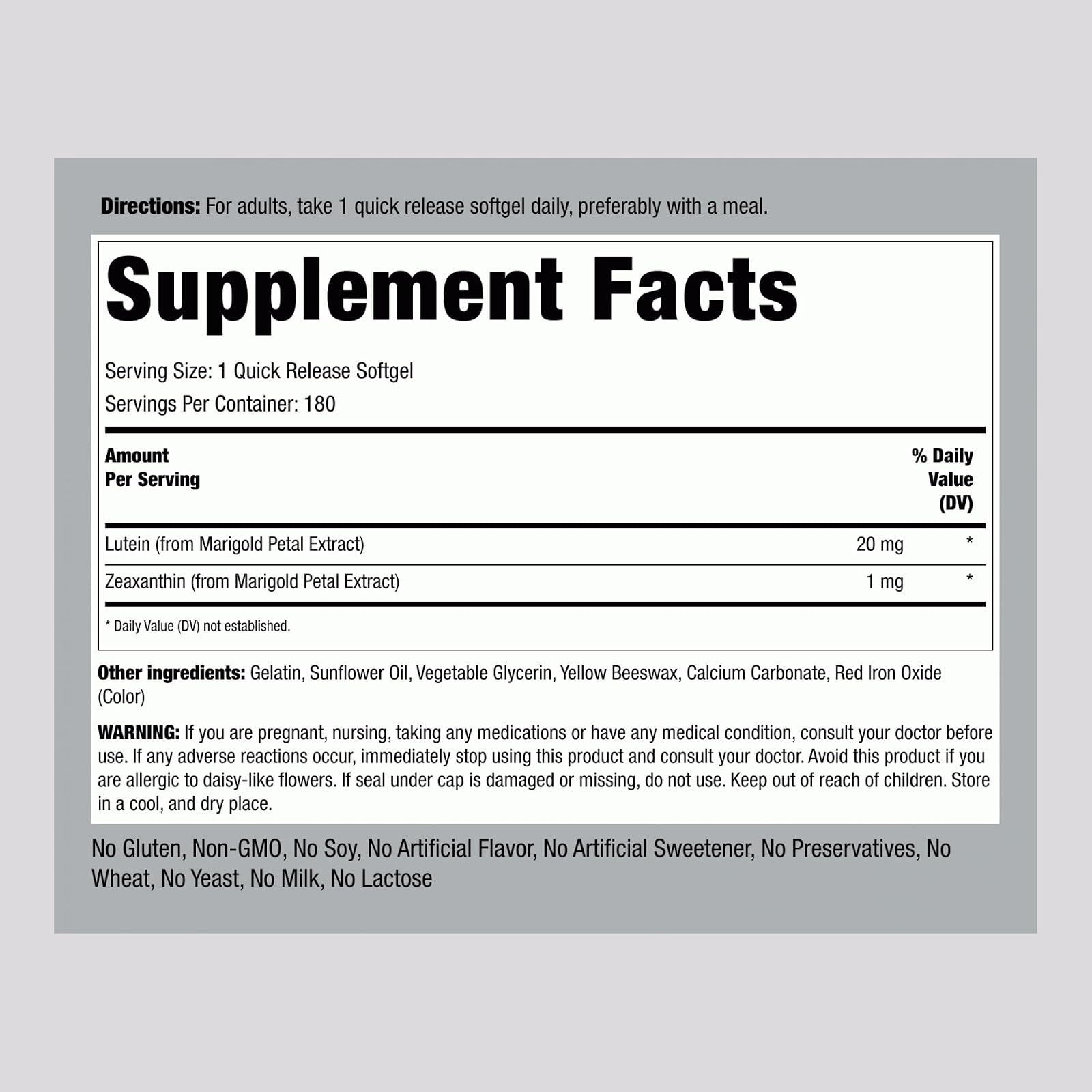 Lutein and zeaxanthin vitamin A supplements