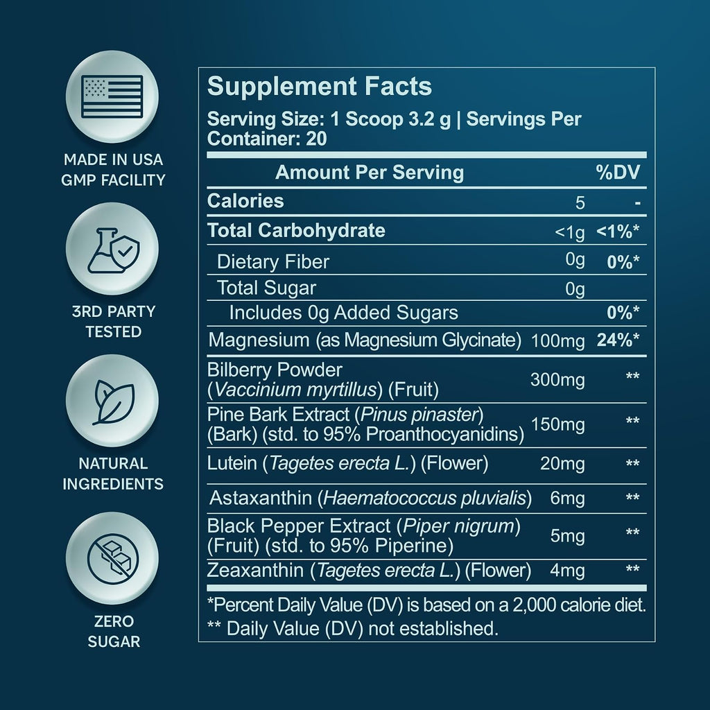 Lutein drink mix for screens