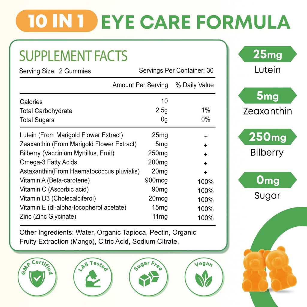 Lutein gummies for healthy eyesight