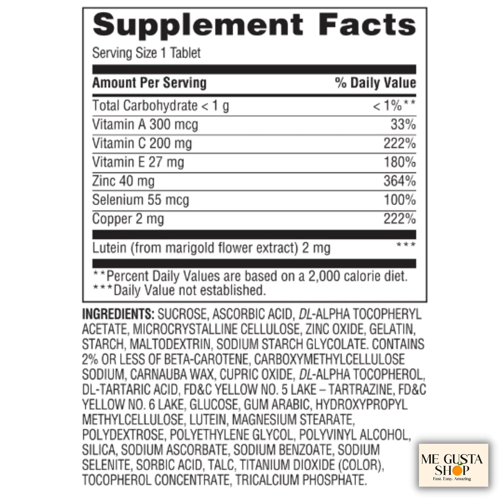 Lutein tablets for improved vision