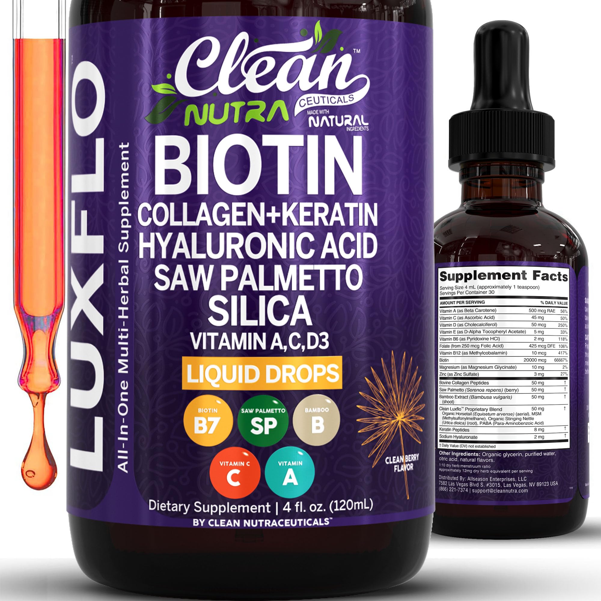 LuxFlo liquid biotin for hair growth