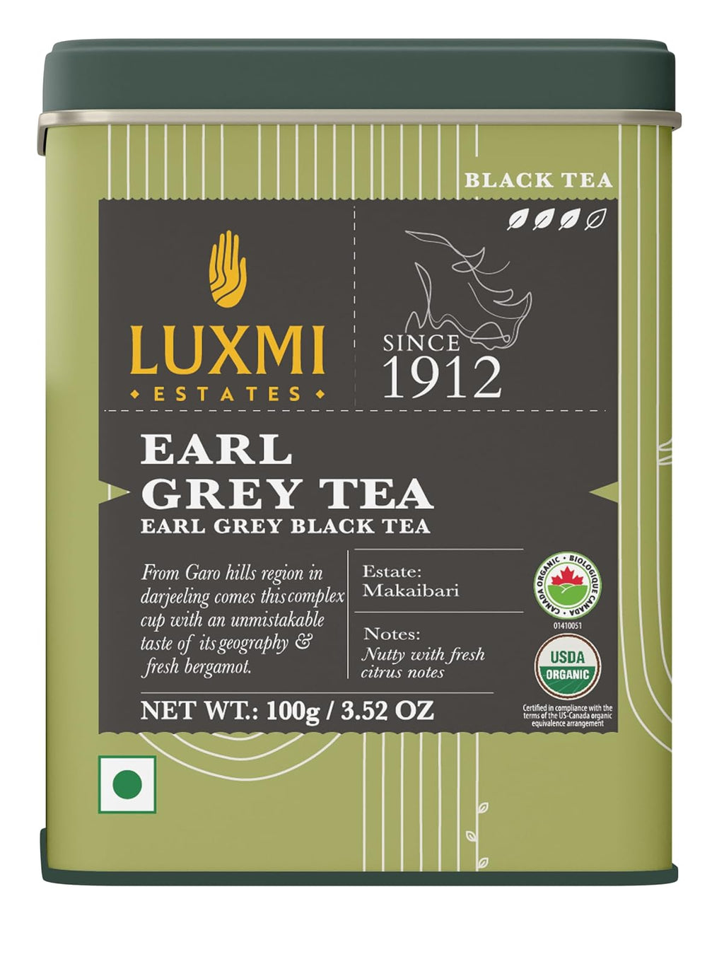 Luxmi Estates Earl Grey Tea tin