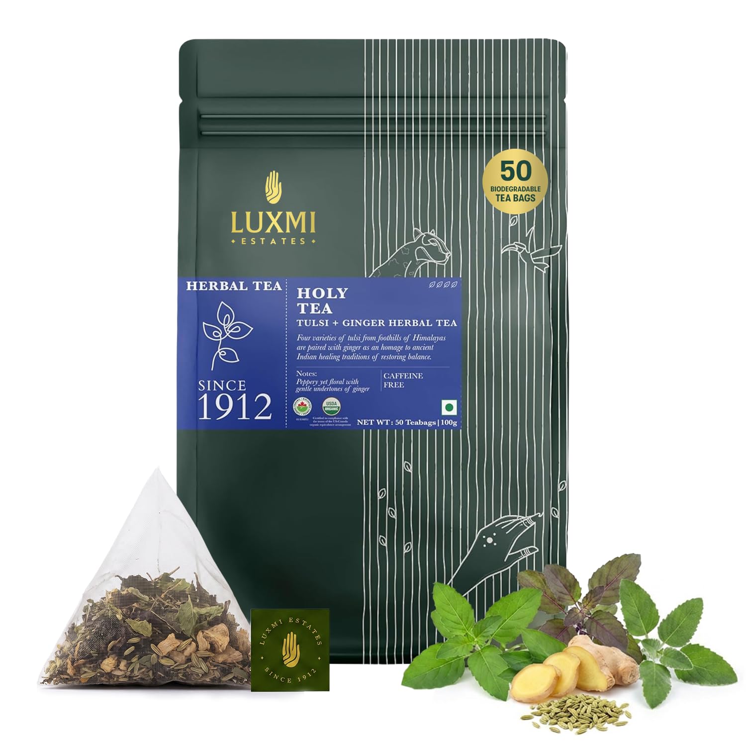Luxmi Estates organic basil tulsi tea bags