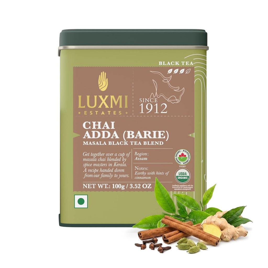 Luxmi Estates organic black tea tin