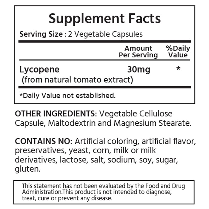 Lycopene 30 mg vegetable capsules