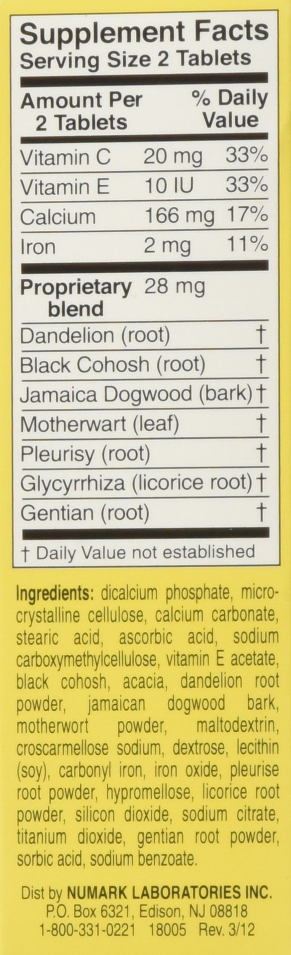 Lydia Pinkham tablets for hormonal balance