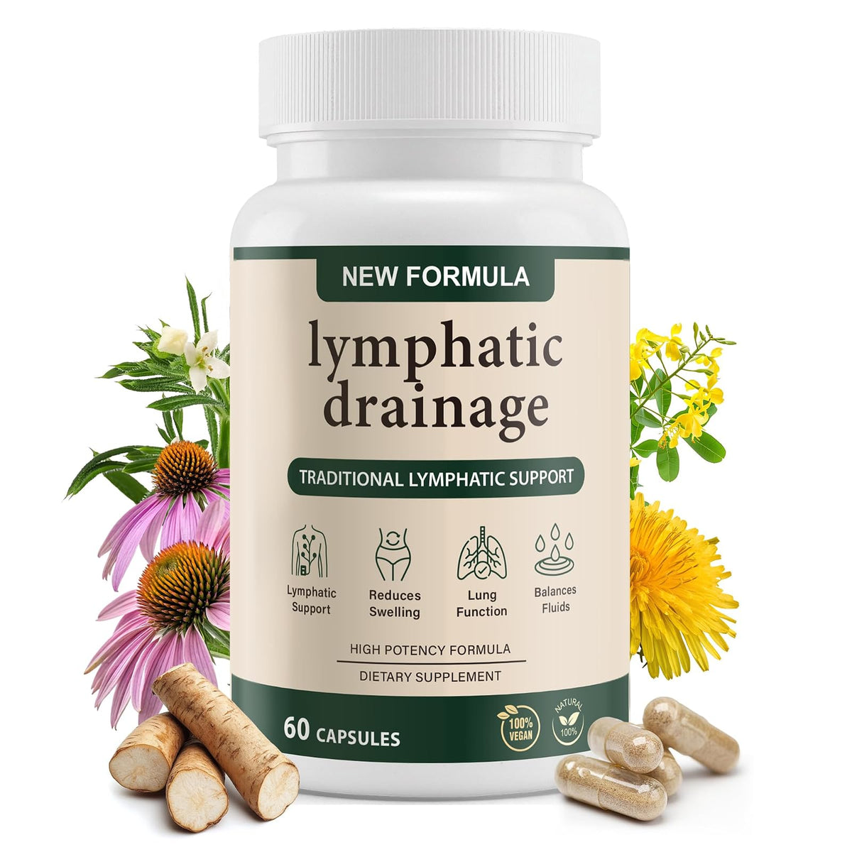 Lymphatic drainage supplement capsules