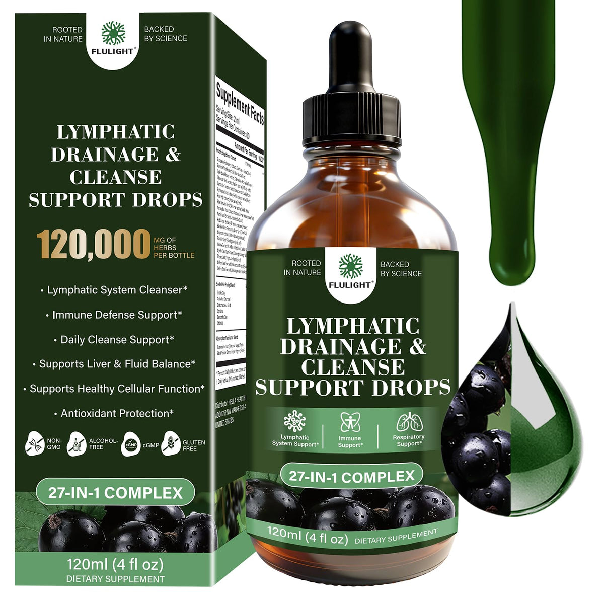 Lymphatic drainage support drops
