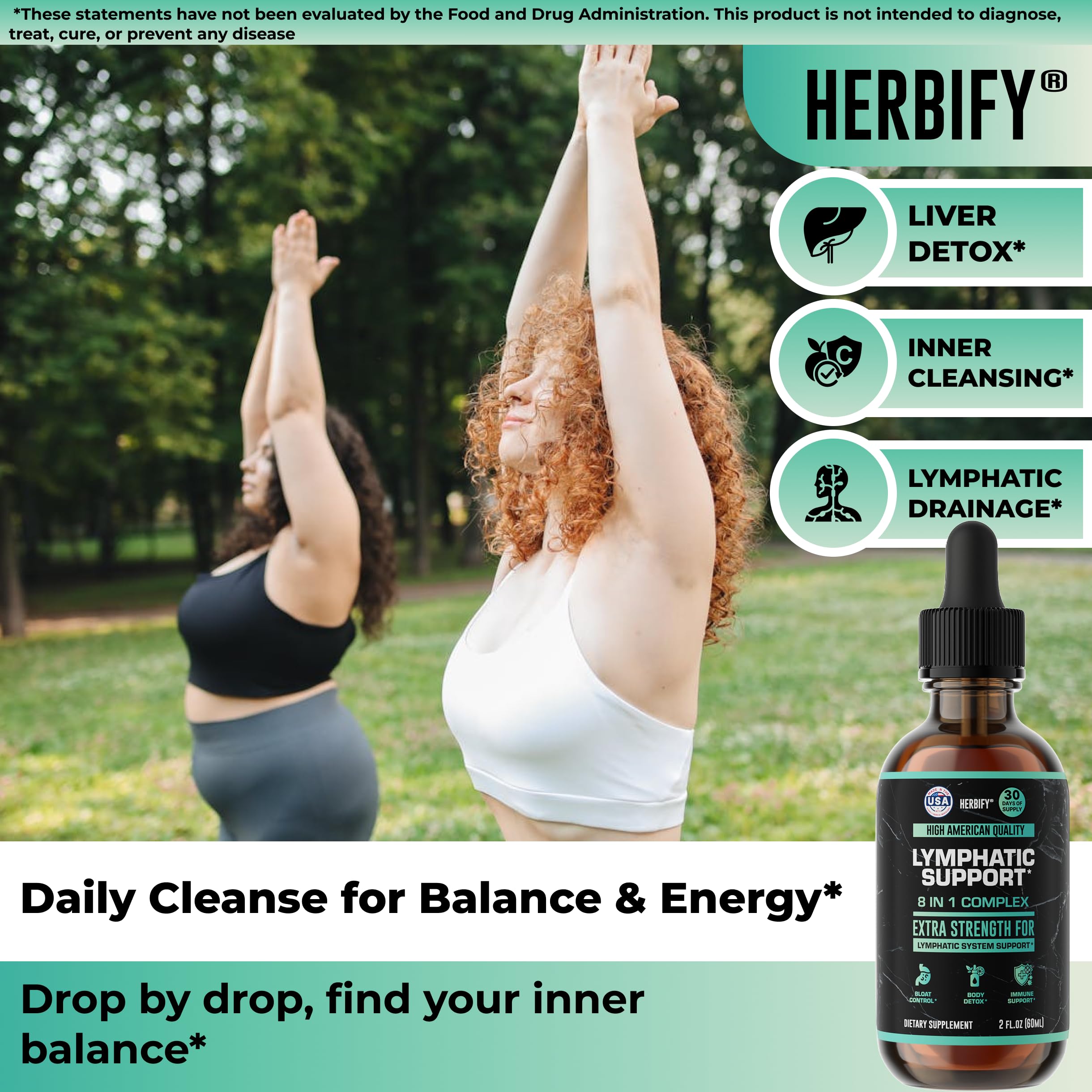 Lymphatic drainage support with drops