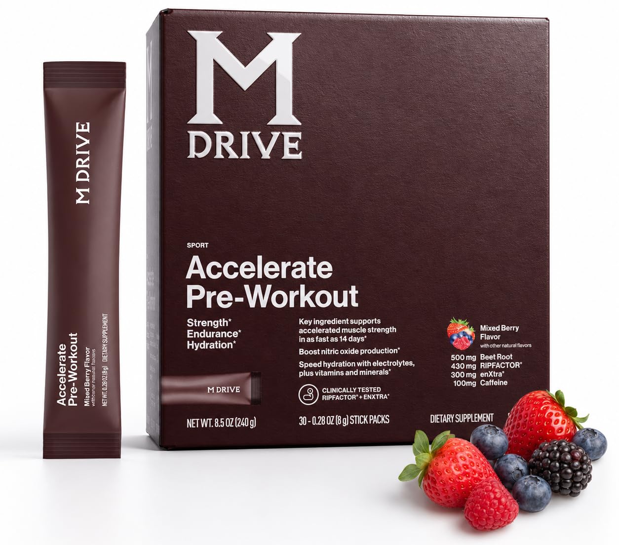 M Drive pre workout powder mixed berry